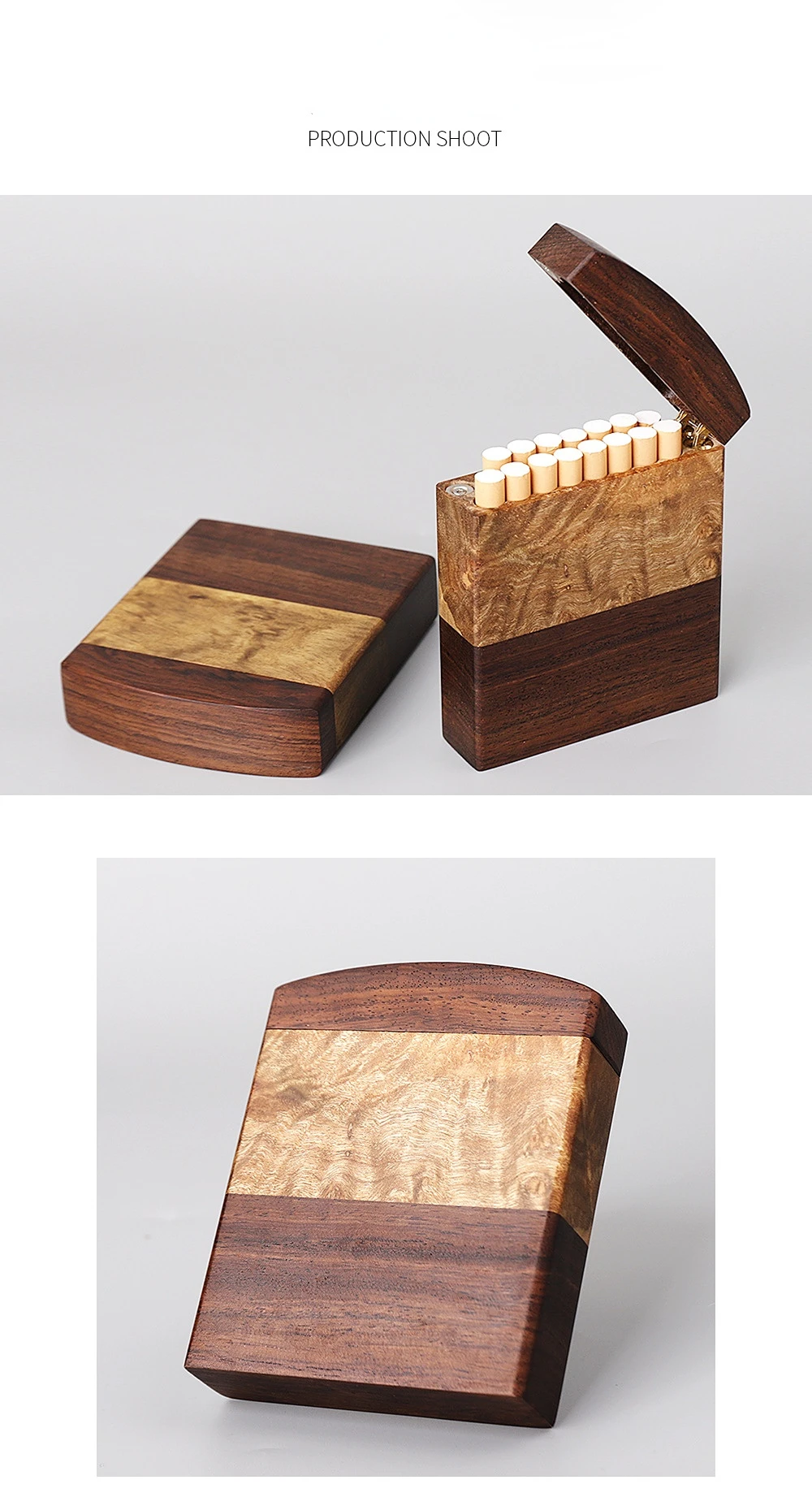 Clamshell Creative Solid Wood Cigarette Box Smoking Accessories 10 ...