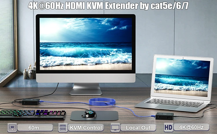 HDMI Extender 60M - 4K 60hz USB Video KVM Solutions