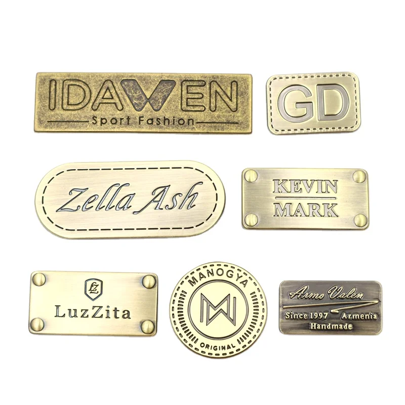 Antique Brass Custom Engraved Metal Logo Label Plate for Bags ...