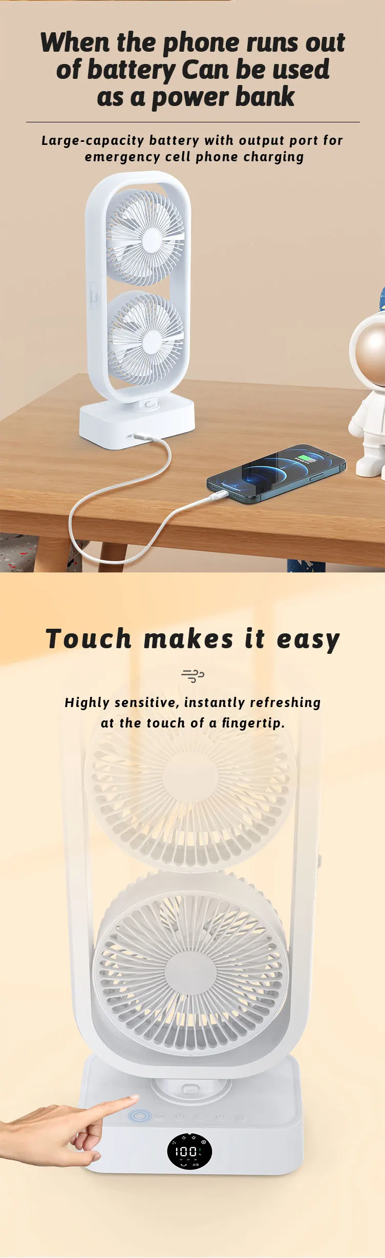 2023 Double-headed 360 Rotation Tower Fan With Remote Control Led ...