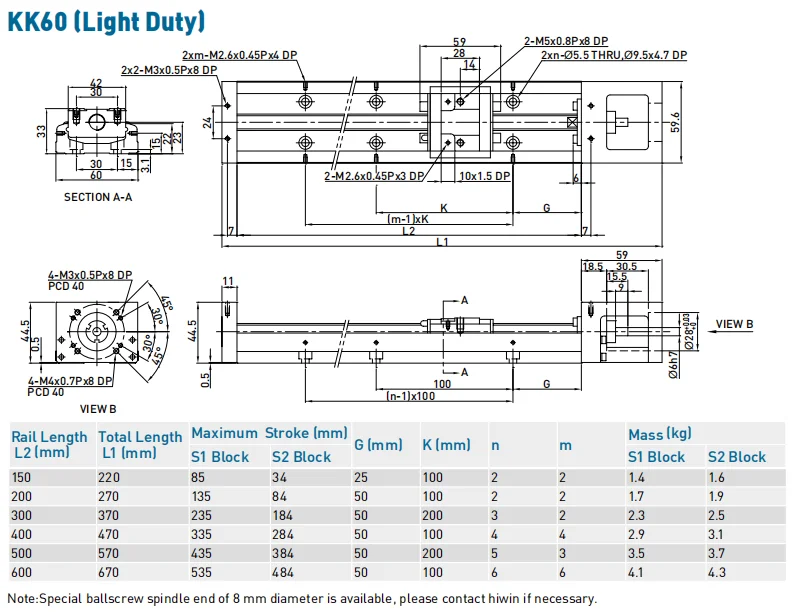Hiwin Single Axis Robot Kk6010c-200a1-f5 Cnc Linear Module Kk6010 - Buy ...