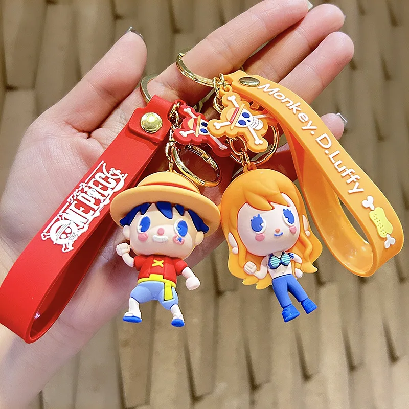 Fashion Anime Cartoon Luffy Keychain Car Key Pendant Action Figure ...