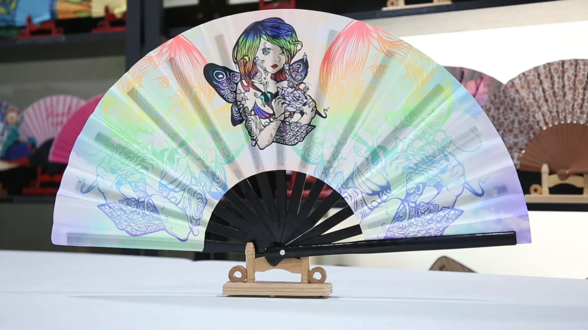 Custom Printed Bamboo Large Hand Folding Fan For Promotional Gifts ...