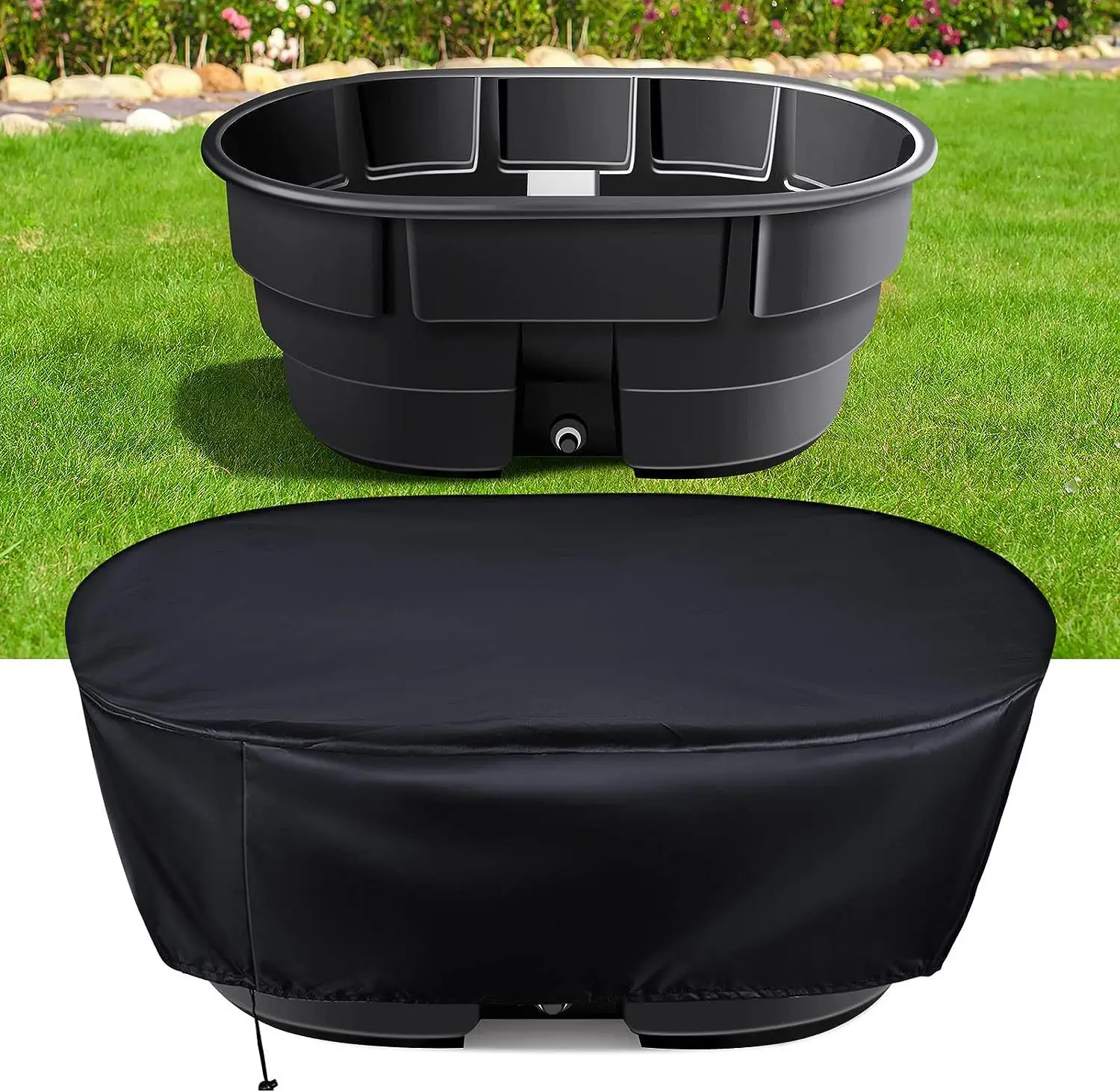 Outdoor oval water tank pool dust cover bathtub 50 100 150 gallons ...