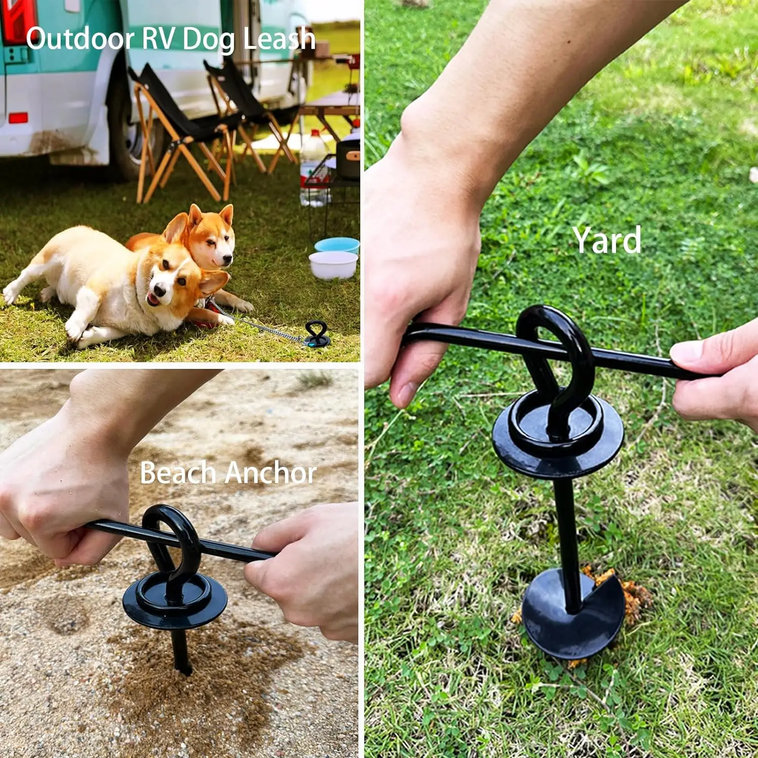 Fixed Ground Anchors for Outdoor Use - Strong Dog Anchor Set