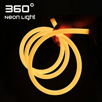 360 Degree Rgb Flex Strip Neon Light Round Tube Tape Silicone Rope ...