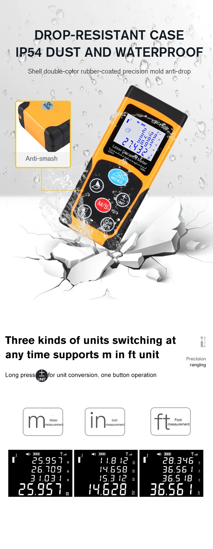 Jufune Cp-150p Min/max Distance Tracking 0.05--120m Range Finder Rangefinder - Buy Laser ...