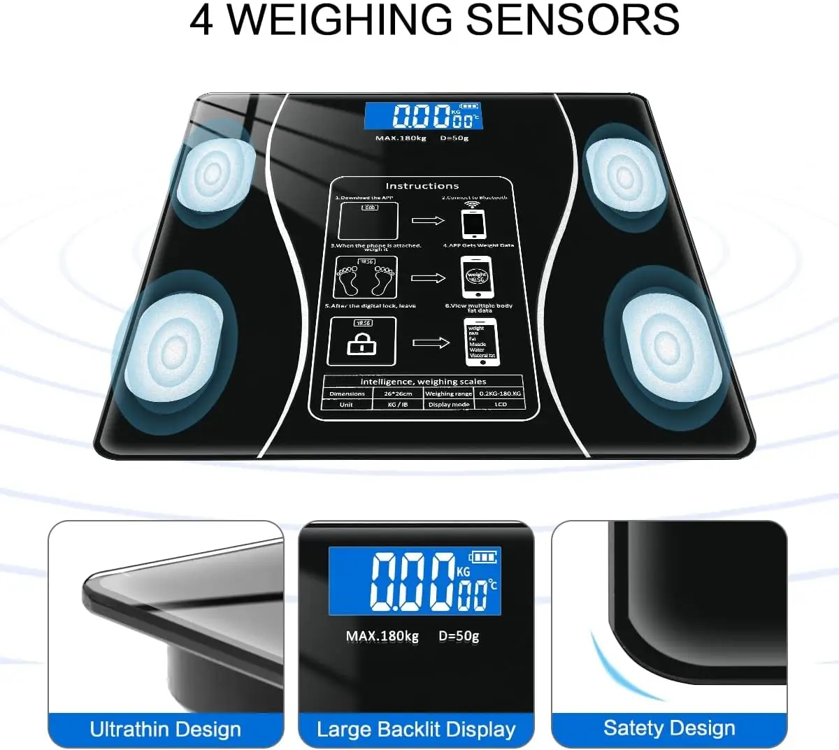 Jumon Digital Bathroom Scale - Intelligent Weight Tracking