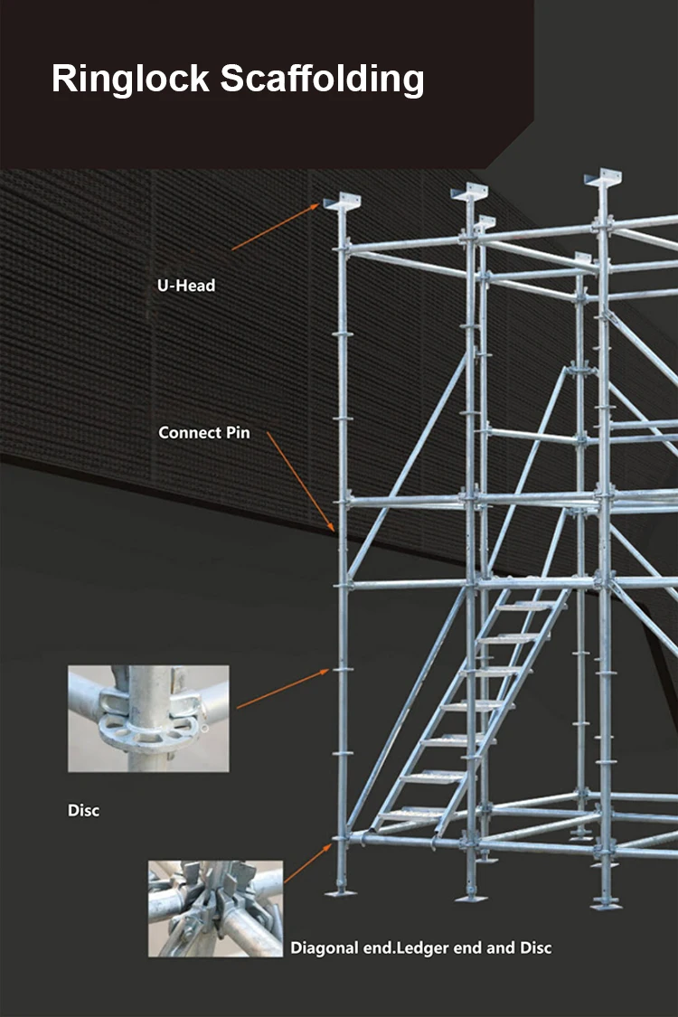Ringlock Modular Scaffold System with Ledger Vertical Galvanized Steel ...