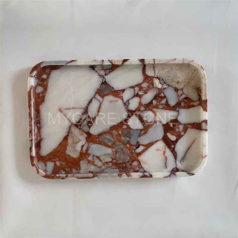 Calacatta Red Marble Trays - Elegant Home Decor Solutions