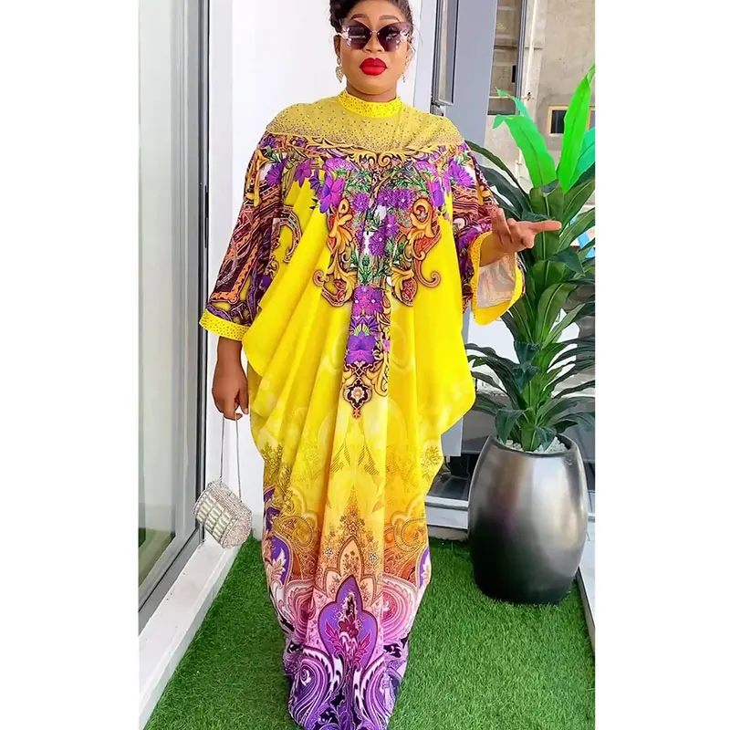 Elegant African Dresses for Women - Muslim Print Boubou Abayas Robe ...