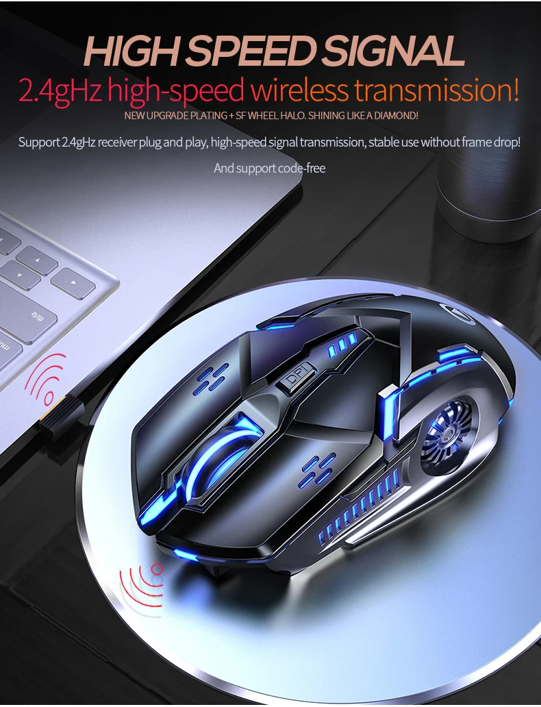 A9 Wireless Gaming Mouse Rechargeable Rgb Backlight Game Mice Mute 2 ...