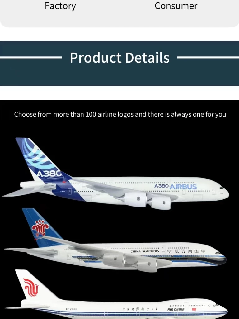 Wholesale Customized Large Size Resin Airplane Model Souvenir A380 ...