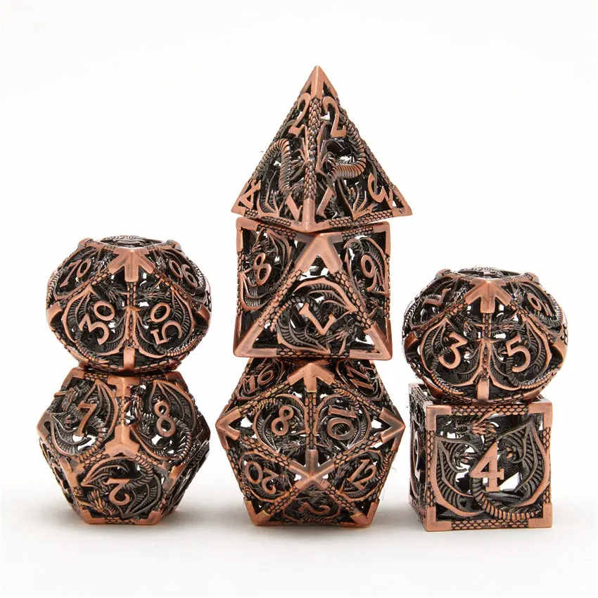 Horror Skeleton DND Hollow Metal Polyhedral Bone Dice Set