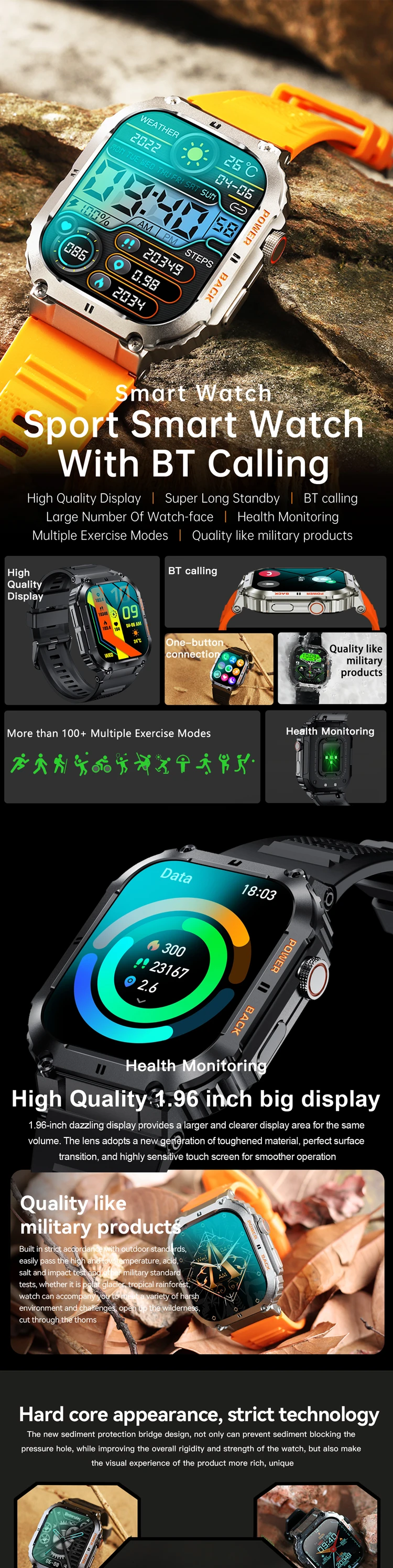 K57 Pro Men Smart Watch - Waterproof Sport Smartwatch with Heart Rate ...