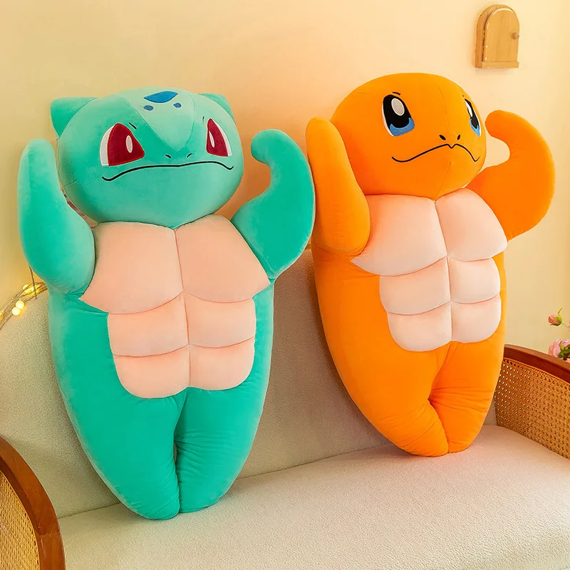 2 Styles Pokemoned Plush Charmander Bulbasaur Muscle Pillow Super Soft ...
