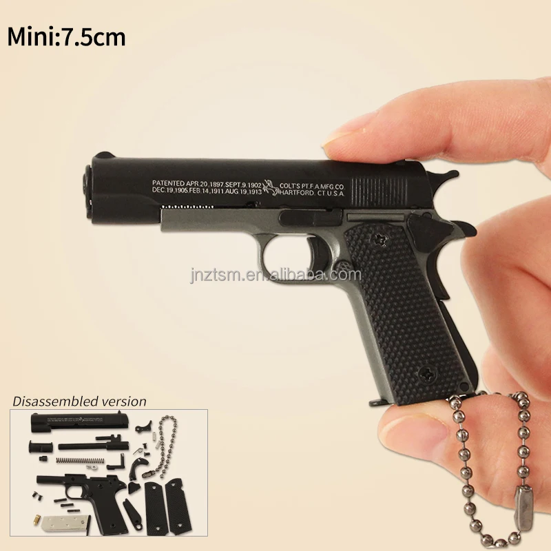 Wholesale 1:3 Mini Metal 7cm Toy Gun Keychain with Bullets