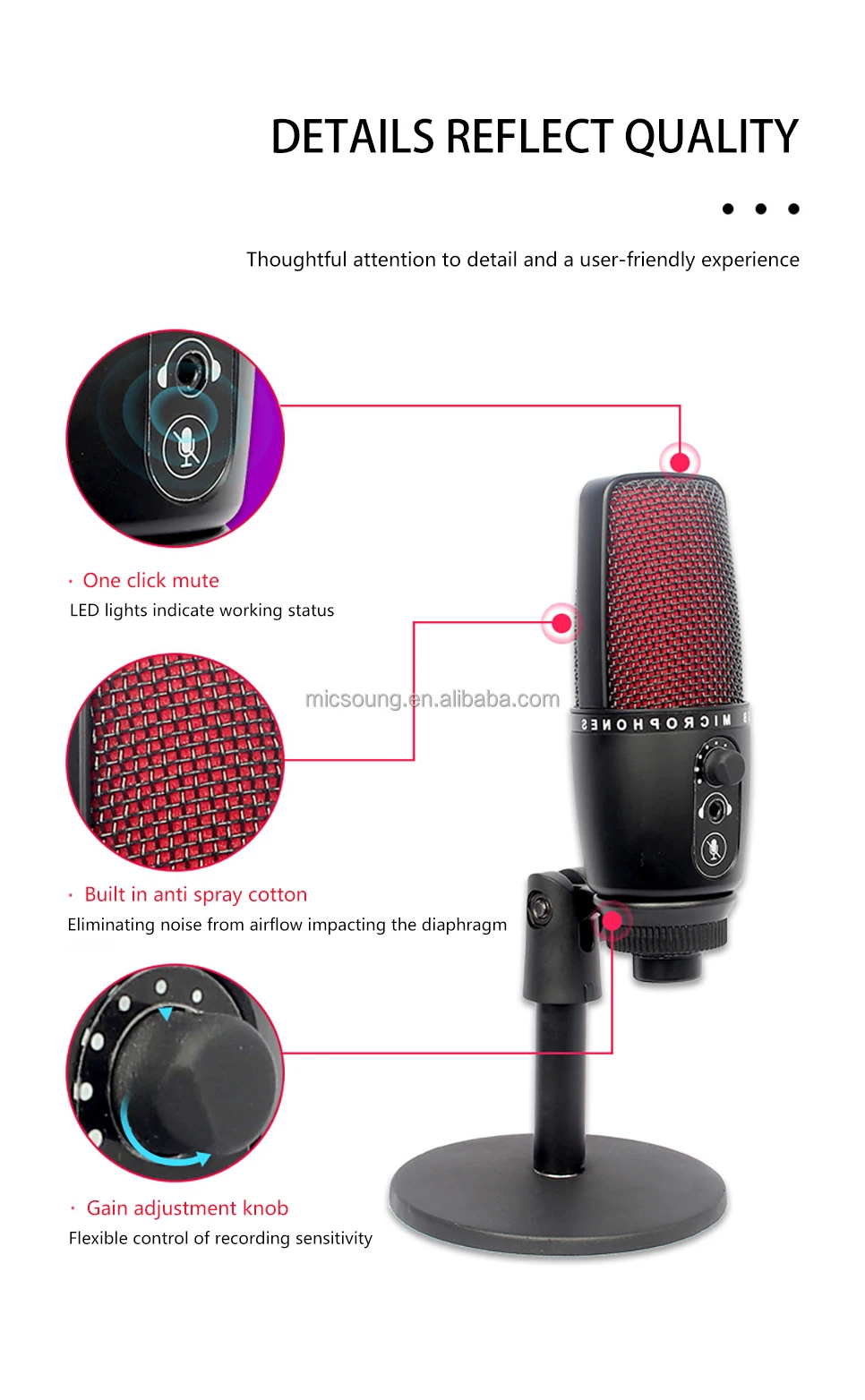 Clcm-me3 Usb Condenser Microphone Rgb Dazzling Noise Reduction ...