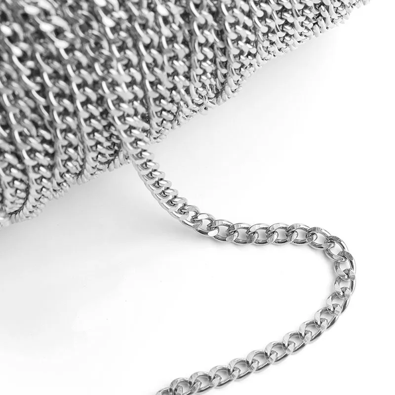 Classic Stainless Steel Cuban Link Chain by Meters by Roll Waterproof ...