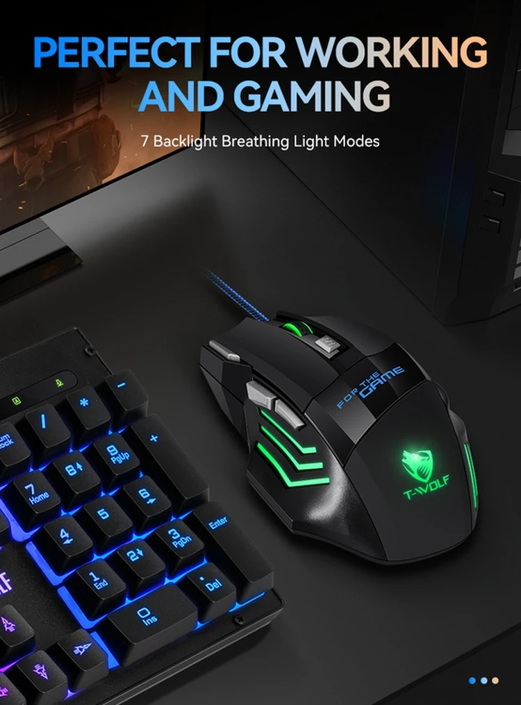 Mechanical Wired Gaming Mouse 6Keys Wired Ergonomic Mouse Gamer RGB ...