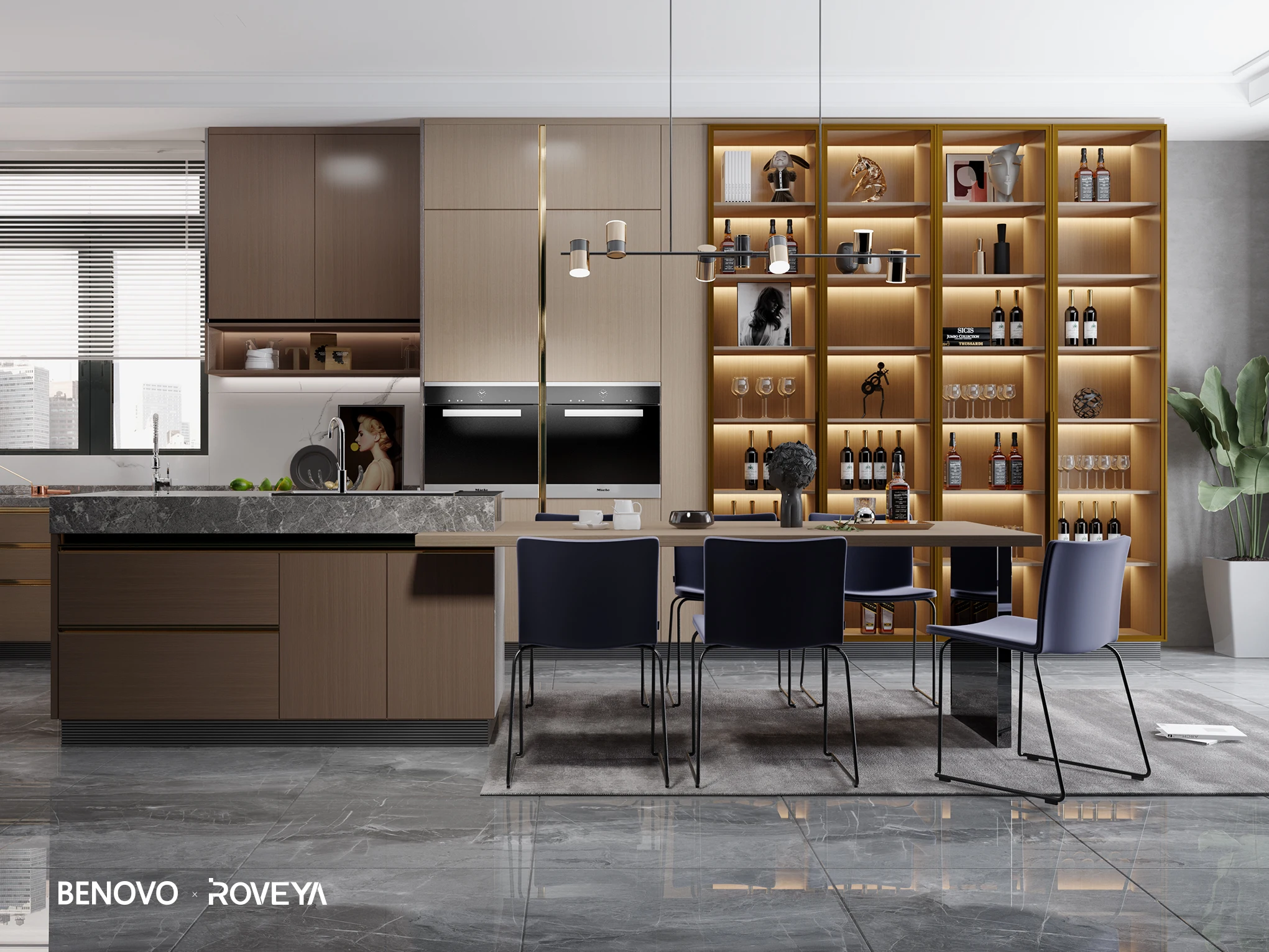 Luxury Golden Frame Glass Door Panel Eco-friendly Convertible Wine ...