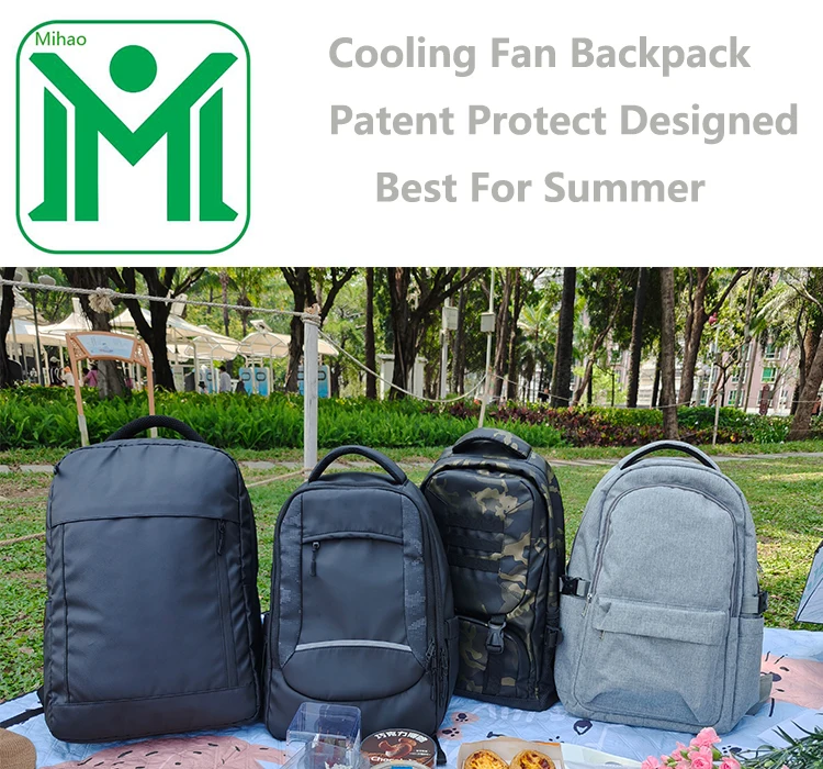 Men Waterproof Travel Fan Backpack Cooling Fan Bag Large Capacity ...