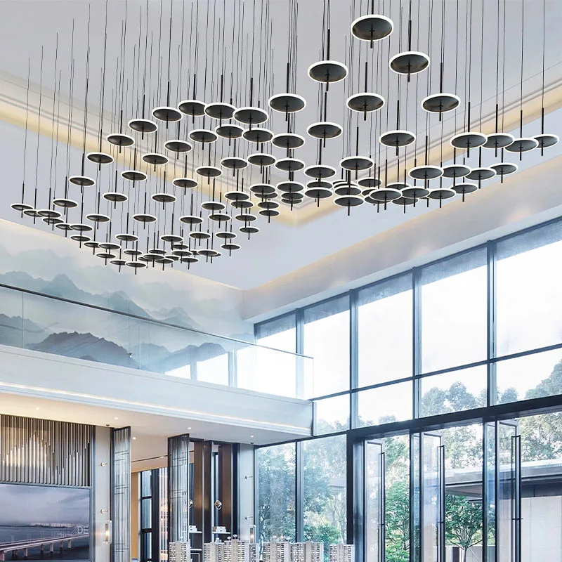 Modern Hotel Lobby Villa Staircase Large Long Led Ceiling Glass Crystal ...