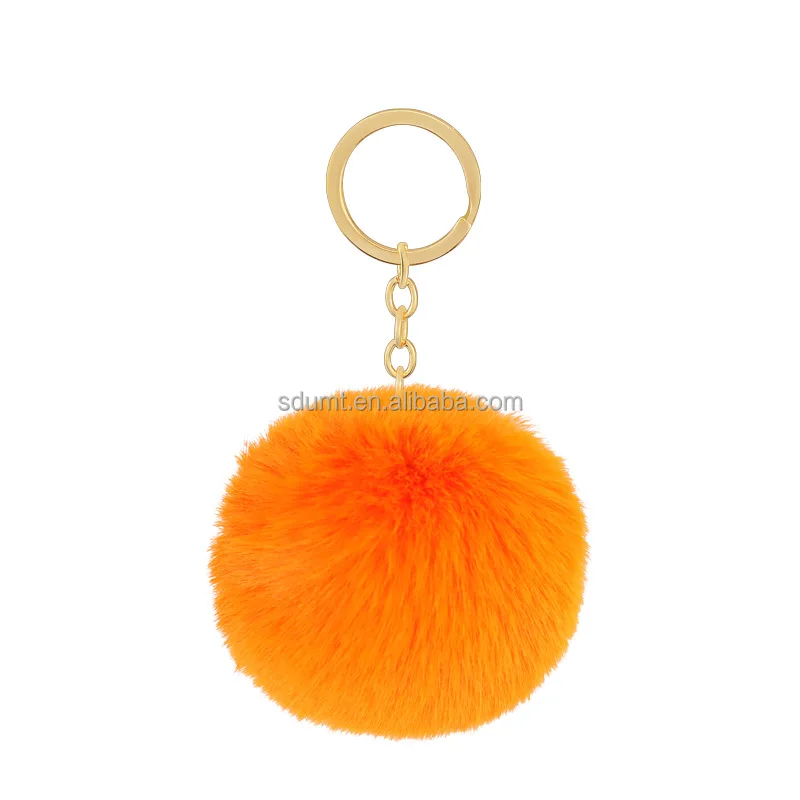 Promotional 8cm Small Pom Pom Keychain Safety Keychains For Women Key ...