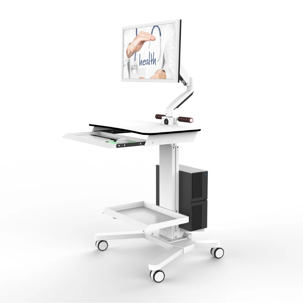 Height Adjustable Mobile Workstation for Hospital Use