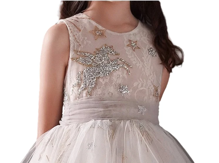 Customized Sequined Unicorn Sleeveless Tulle Dress Fashion Party Girls ...