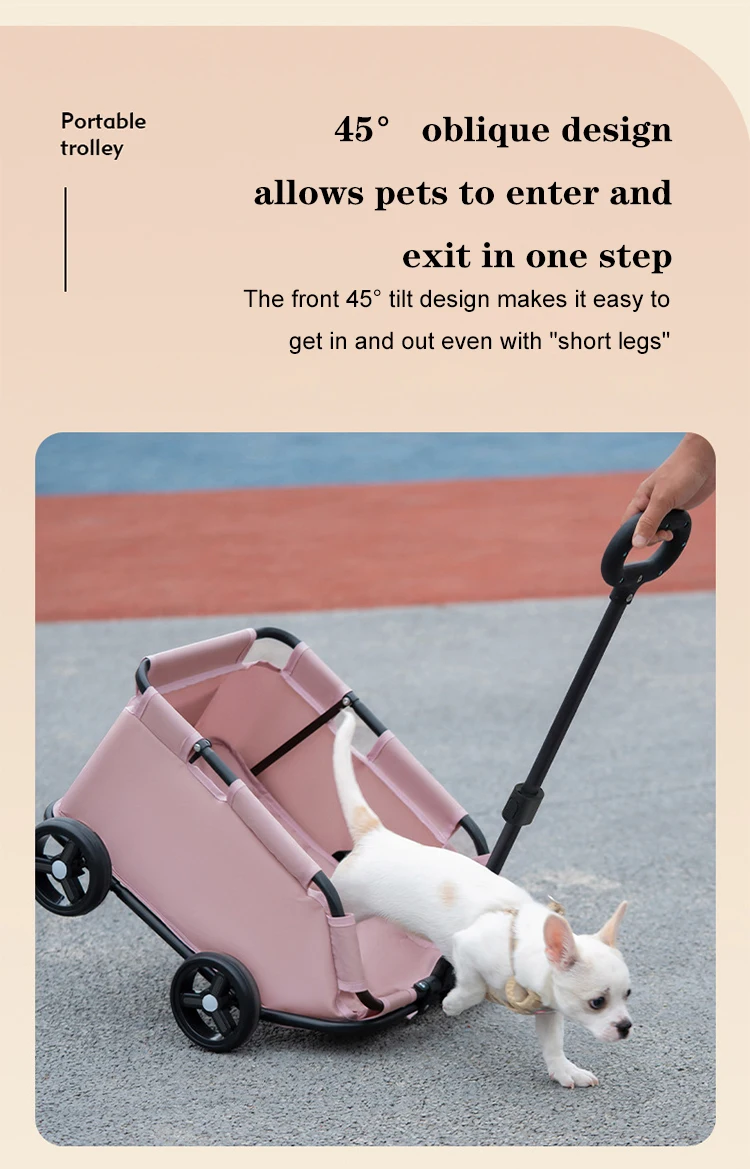 Large Pet Trolley Senior Pet Dog Stroller 4 Wheels Cat Stroller ...