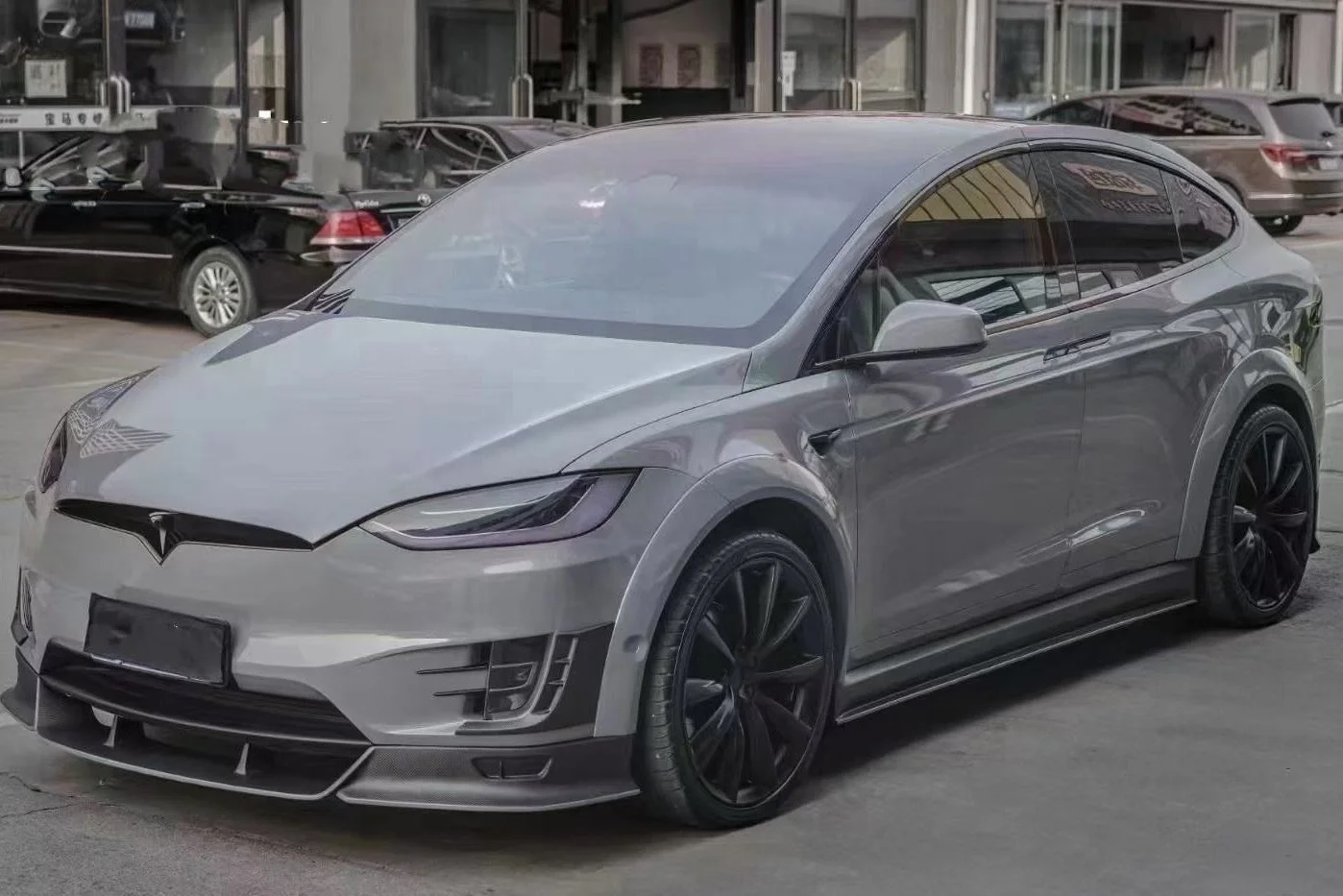 High Quality Carbon Fiber Body Kit For Tesla Model X Front Lip Side ...