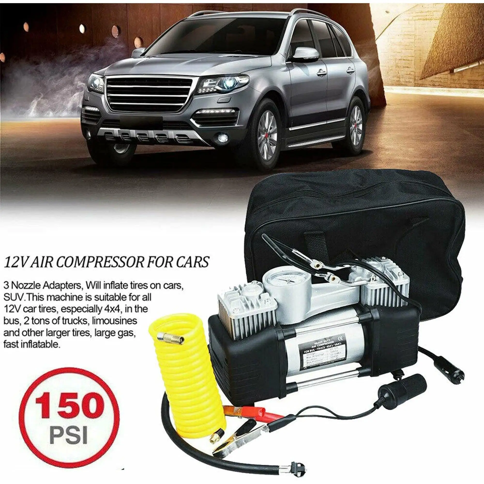 Auto Air Inflator - Portable Tire Pump Compressor