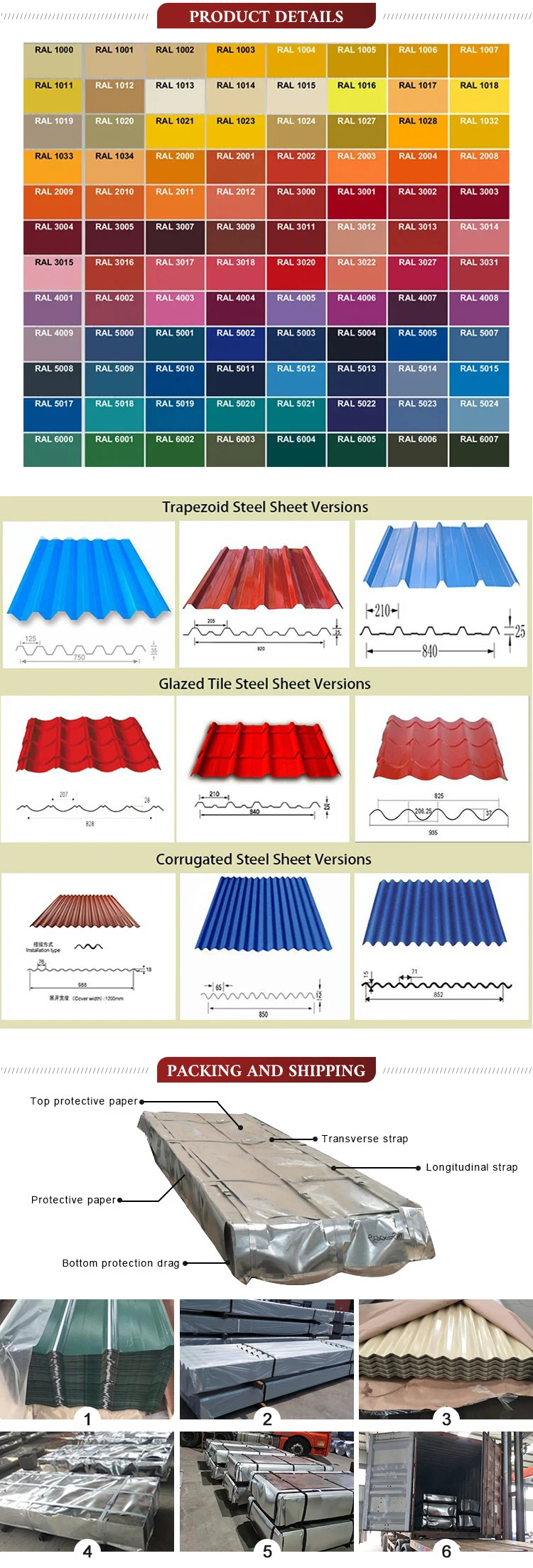 Custom Factory PPGL Roofing Sheets Corrugated Galvanized Steel Aluzinc ...