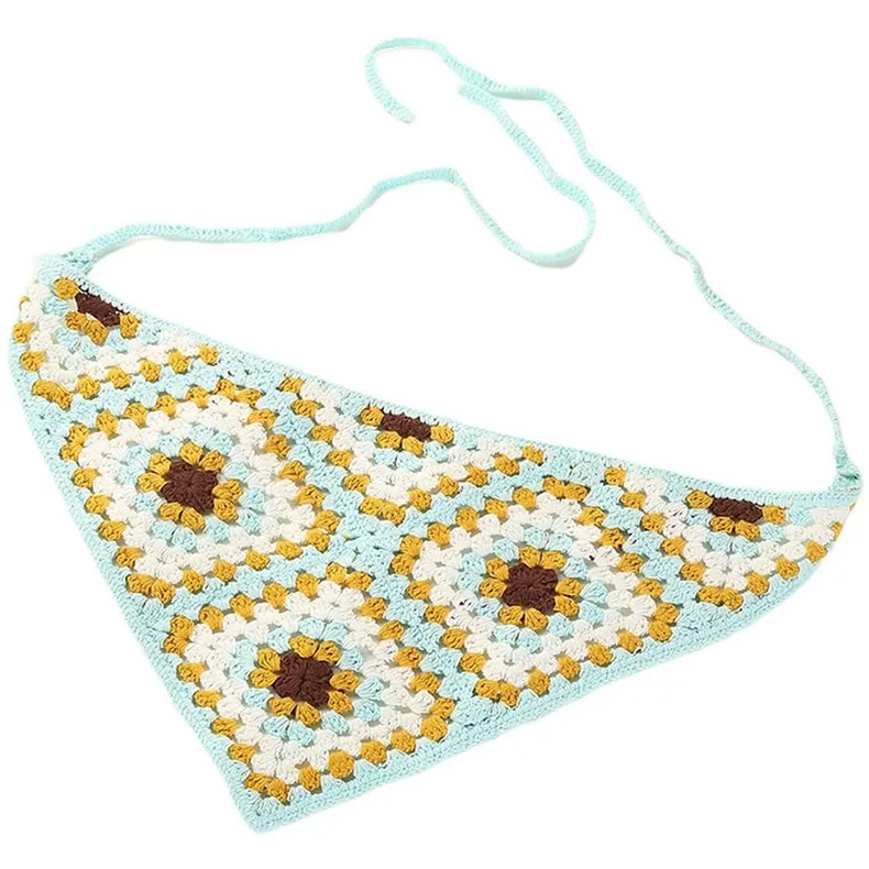 Y2K Hair Accessory - Triangle Bandana Turban Crochet Scarf