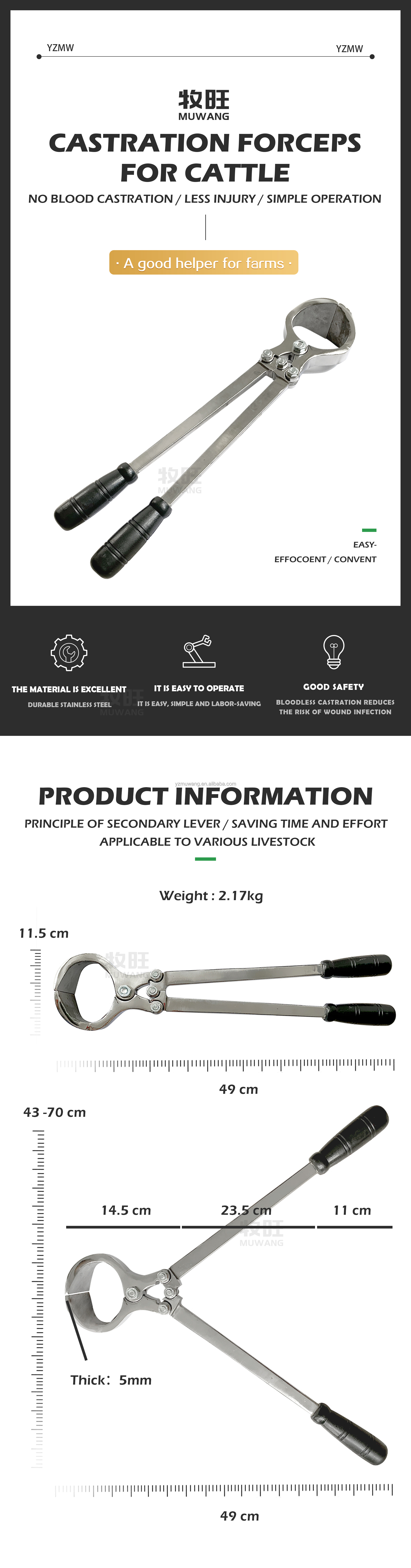Cow Sheep Castration Tools,veterinary Castrator/Handle Castration ...