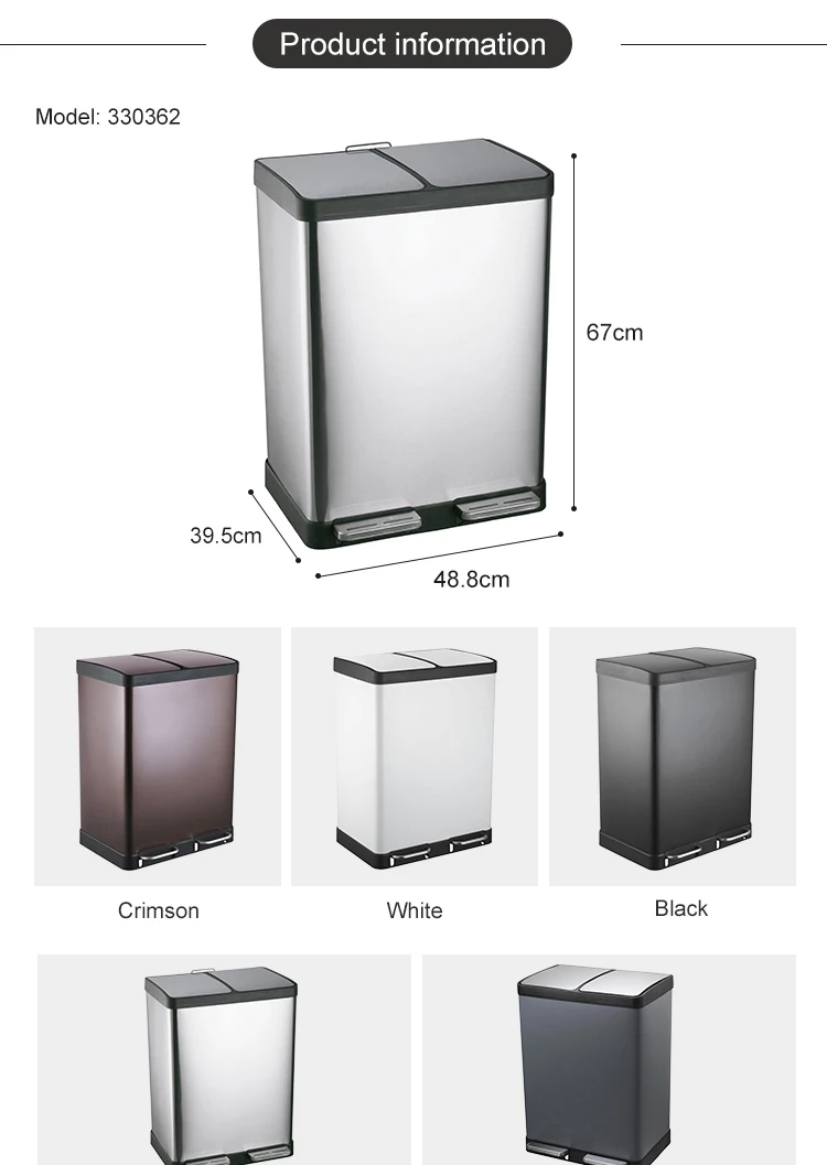 Recycle Stainless Steel Waste Bin Hospital Medical Trash Can With Two ...