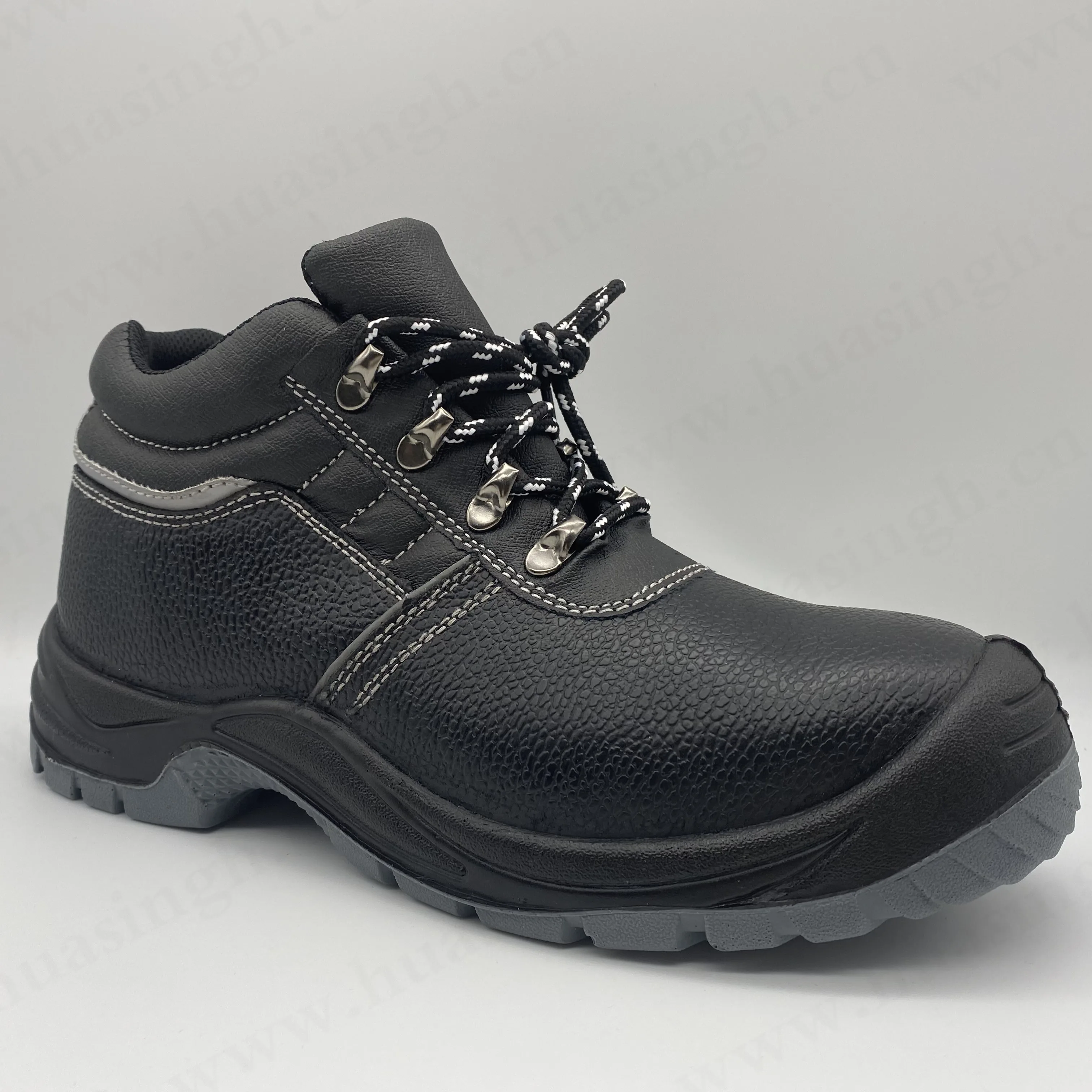 Cmh,Mid-cut Embossed Leather Safety Boots With Reflective Strip Cheap ...