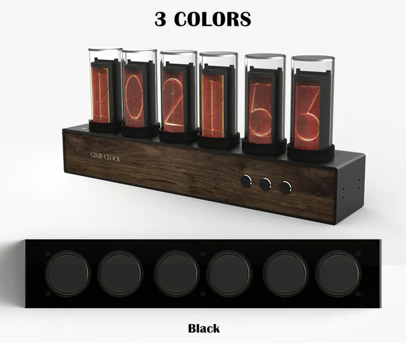 Digital RGB Glow Tube Clock - Retro Gixie Table Clock with 16 Million ...