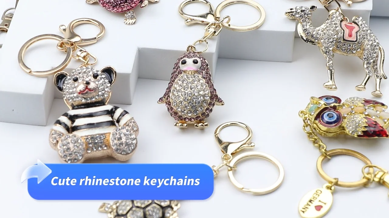 Customized Cute Bling Diamond Turtle Parrot Animal Keychain Luxury ...