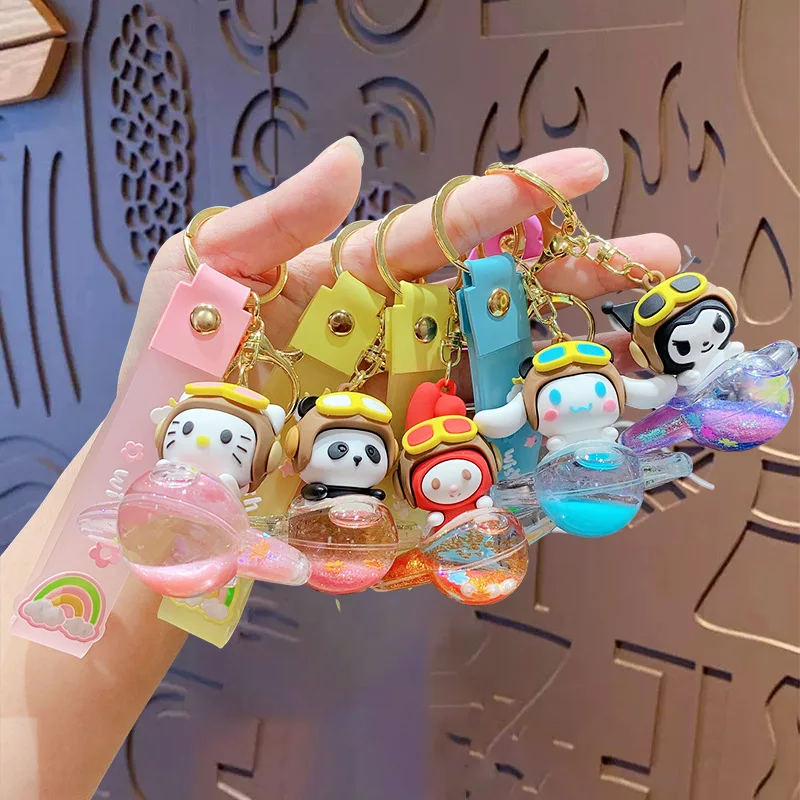 Dickmon Cartoon Character Kt Plane Key Chains Oil Floating Keyring ...