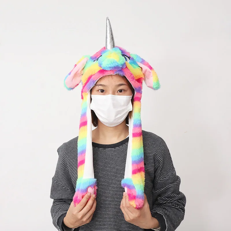 Winter Custom Bunny Moving Ears Air Pumping Plush Hats
