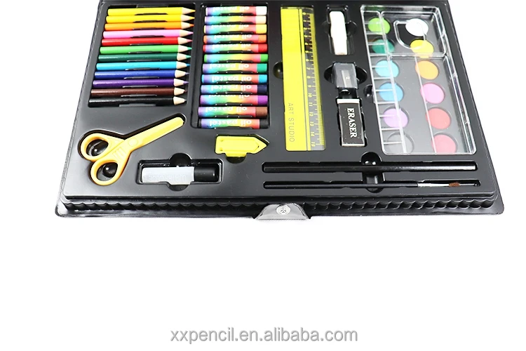 87pcs Children Art Set Bright Color Crayons 12 Clips Scissor Portable ...
