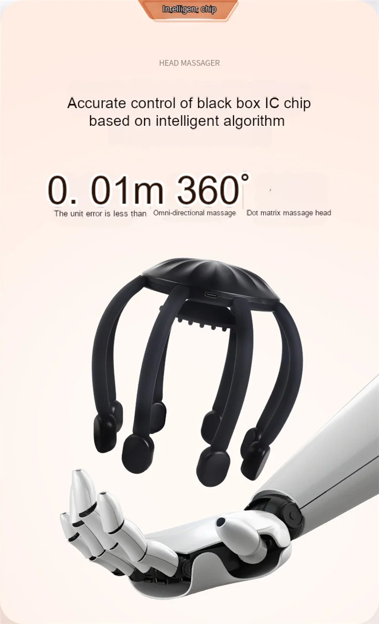 Automatic Heads Finger Rechargeable Smart Vibration Spider Head Massage ...