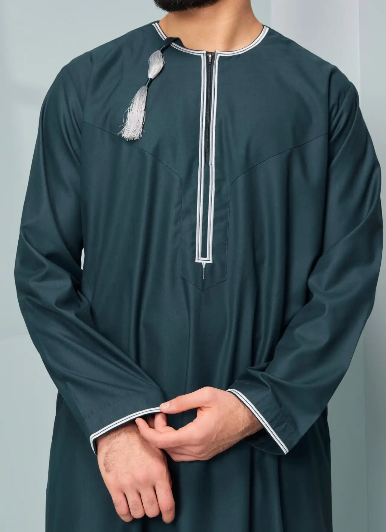2024 Customize Embroidered Omaar Thobes Men's Muslim Side Pocket Long ...
