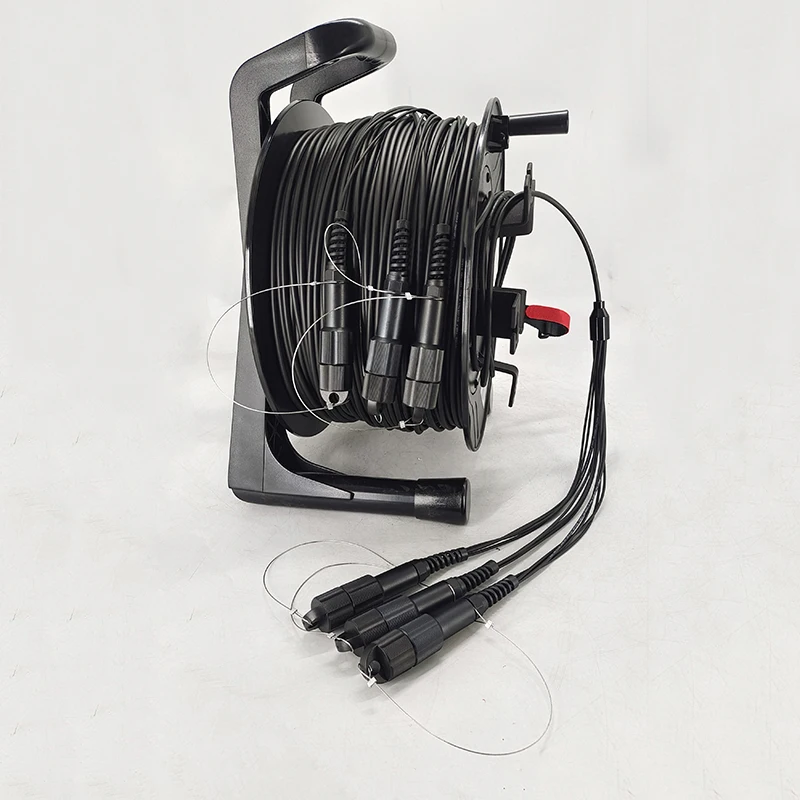 Portable retractable fiber optic cable reel with length 100M 200M 500M ...