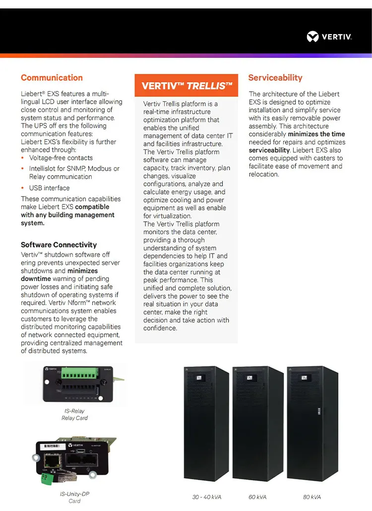 Vertiv Liebert EXS Online Best UPS Power Supply 3 Phase 30kva