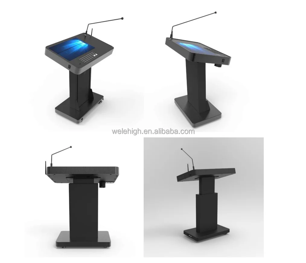 Dual-Screen Smart Podium HD Digital Video Playback Height Adjustable ...