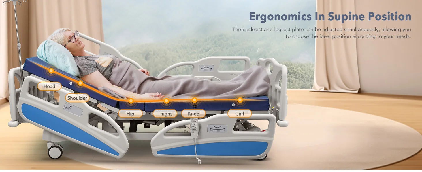 Hospital Bed 5 Functions Bed Patient Icu Medical Bed with Scale ...