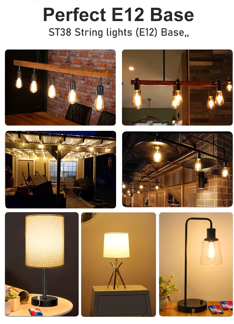 Festoon Outdoor String Lights Weatherproof St38 2200k Warm White ...